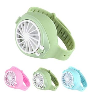 nobranded watch mini handheld portable fan with comfortable wrist strap, ultra-quiet three-speed electric rechargeable usb folding fashion compact small fan, office, outdoor travel fan (green)