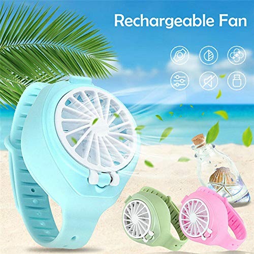 Nobranded Watch Mini Handheld Portable Fan with Comfortable Wrist Strap, Ultra-quiet Three-speed Electric Rechargeable Usb Folding Fashion Compact Small Fan, Office, Outdoor Travel Fan (green)