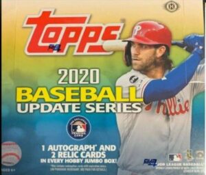 2020 topps update baseball jumbo box (10 packs/46 cards 2 silver packs:1 auto/2 mem)