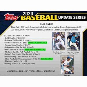 2020 Topps Update Baseball Jumbo Box (10 Packs/46 Cards 2 Silver Packs:1 Auto/2 Mem)