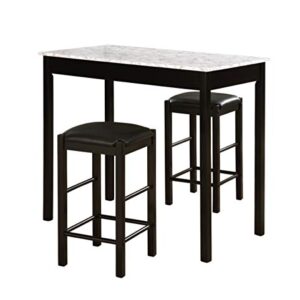 Space Saving Design, Black Finish, Faux Leather Seats, 36 Inch Counter Height Table