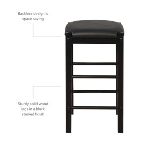 Space Saving Design, Black Finish, Faux Leather Seats, 36 Inch Counter Height Table