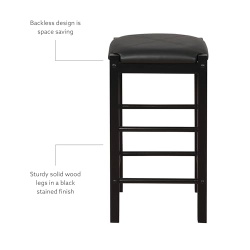 Space Saving Design, Black Finish, Faux Leather Seats, 36 Inch Counter Height Table