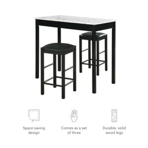 Space Saving Design, Black Finish, Faux Leather Seats, 36 Inch Counter Height Table