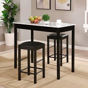 Space Saving Design, Black Finish, Faux Leather Seats, 36 Inch Counter Height Table