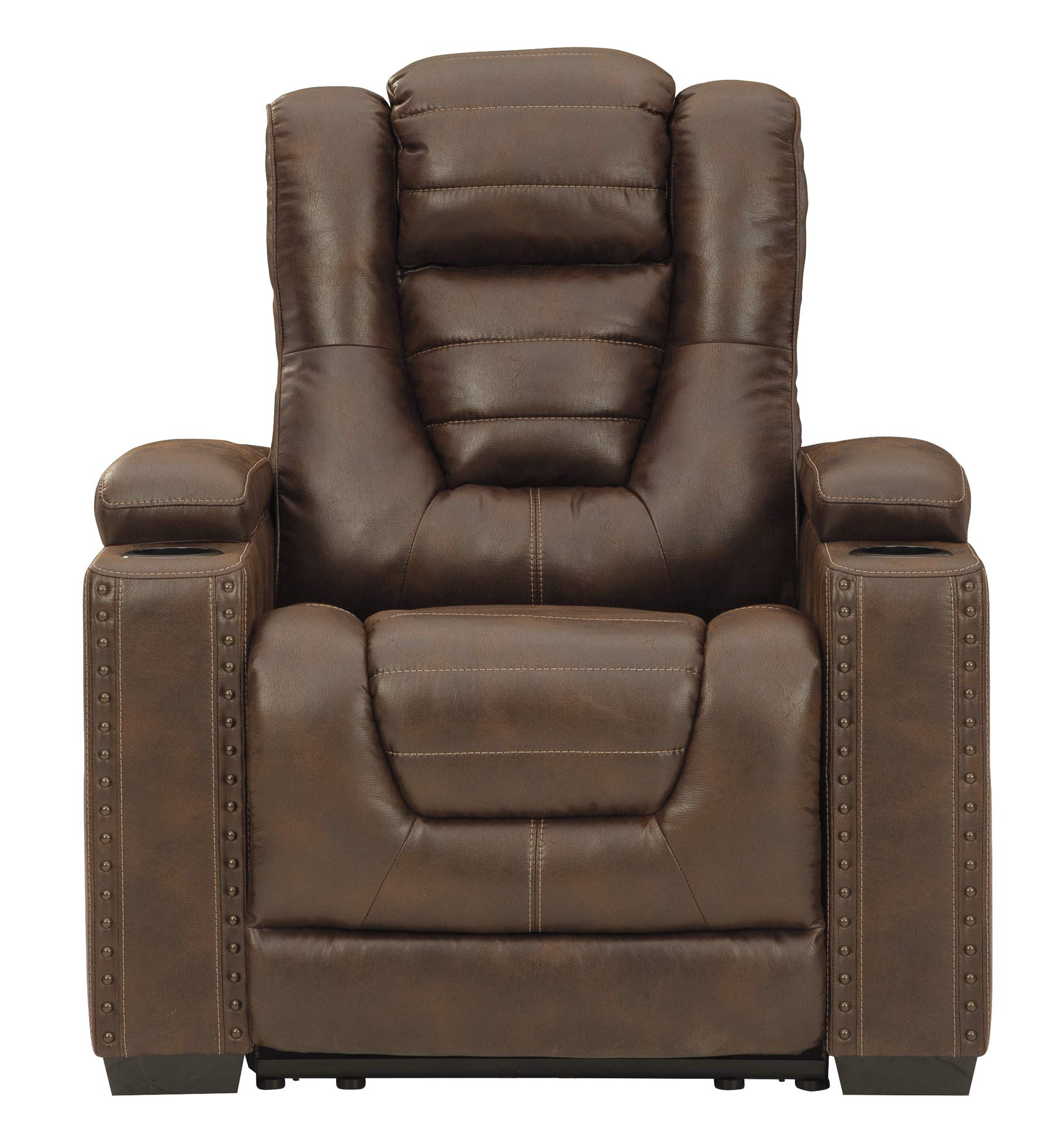 Signature Design by Ashley Owner's Box Faux Leather Power Recliner with Adjustable Headrest, Brown