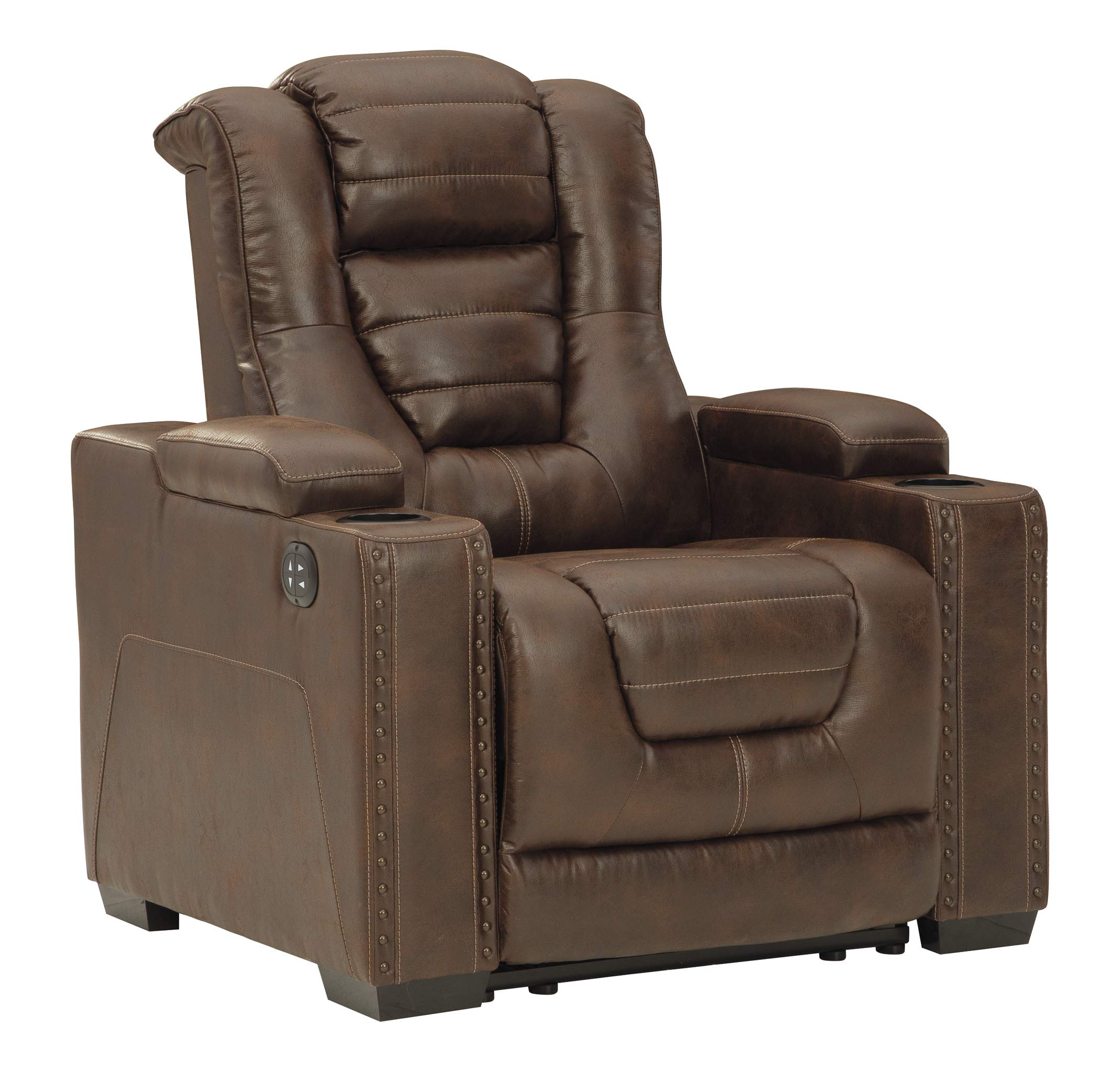 Signature Design by Ashley Owner's Box Faux Leather Power Recliner with Adjustable Headrest, Brown