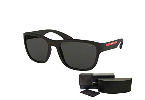 Prada PS01US ACTIVE DG05S0 55M Black Rubber/Grey Pillow Sunglasses For Men For Women + BUNDLE with Designer iWear Eyewear Kit