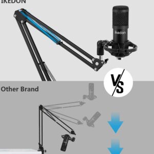 ikedon Studio USB Condenser Microphone, Professional 192kHz/24bit Cardioid Recording Microphone, Plug&Play Computer Microphone Kit with Scissor Arm, Streaming Mic for Podcasting YouTube Gaming -S663