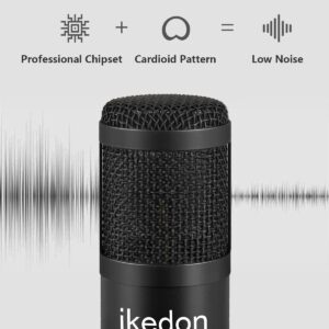 ikedon Studio USB Condenser Microphone, Professional 192kHz/24bit Cardioid Recording Microphone, Plug&Play Computer Microphone Kit with Scissor Arm, Streaming Mic for Podcasting YouTube Gaming -S663