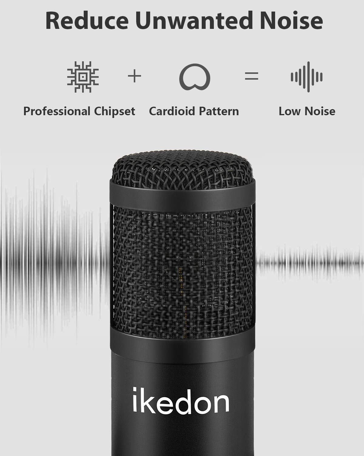 ikedon Studio USB Condenser Microphone, Professional 192kHz/24bit Cardioid Recording Microphone, Plug&Play Computer Microphone Kit with Scissor Arm, Streaming Mic for Podcasting YouTube Gaming -S663