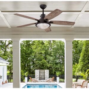 Westinghouse Lighting 7226700 Crescent Cove, Vintage Industrial LED Ceiling Fan with Light and Remote Control, 52 Inch, Oil Rubbed Bronze Finish, Clear Prismatic Glass