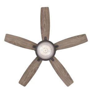 Westinghouse Lighting 7226700 Crescent Cove, Vintage Industrial LED Ceiling Fan with Light and Remote Control, 52 Inch, Oil Rubbed Bronze Finish, Clear Prismatic Glass