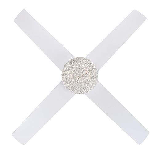 Westinghouse Lighting 7226200 Kelcie, Contemporary LED Ceiling Fan with Light and Remote Control, 52 Inch, White Finish, Crystal Jewel Shade