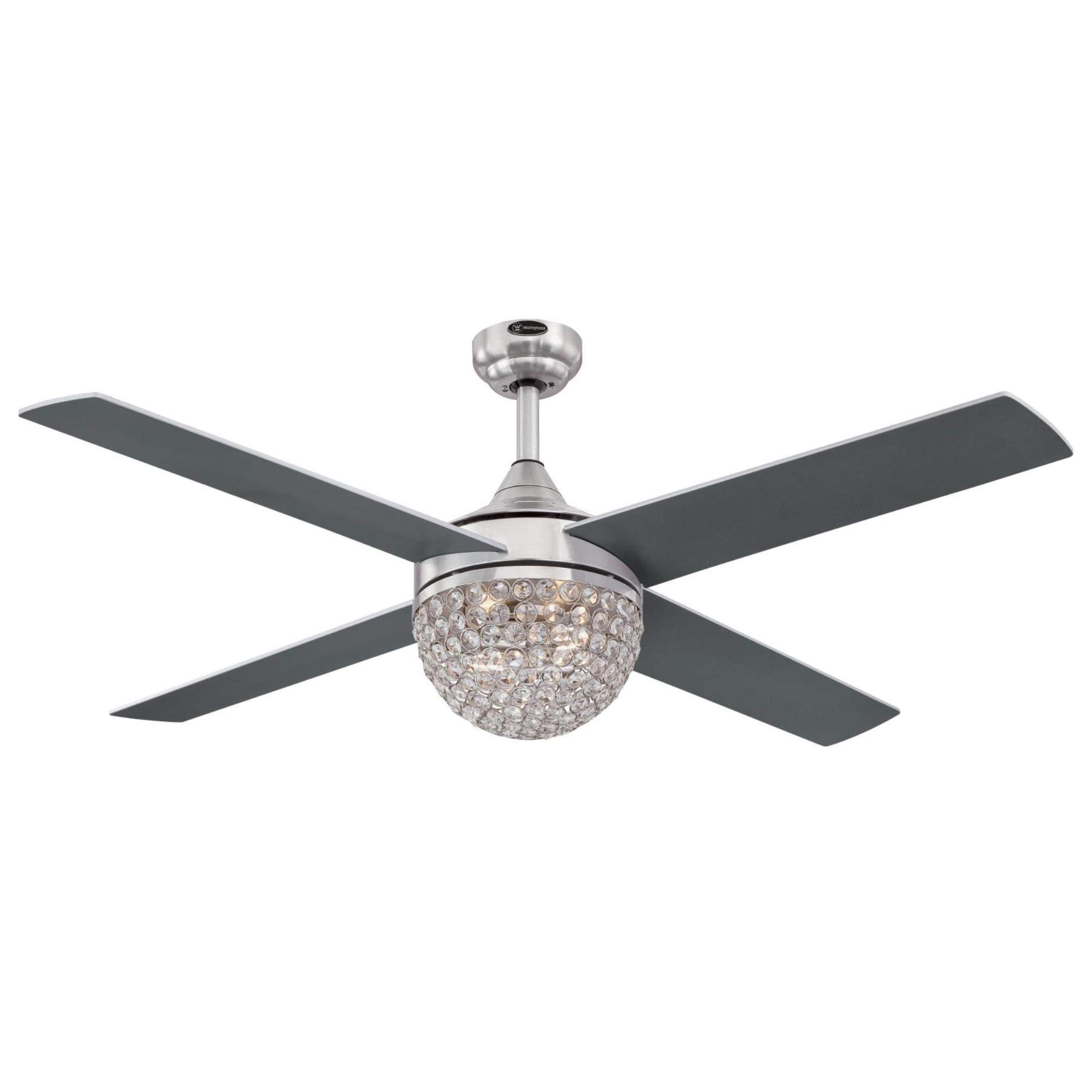 Westinghouse Lighting 7226200 Kelcie, Contemporary LED Ceiling Fan with Light and Remote Control, 52 Inch, White Finish, Crystal Jewel Shade