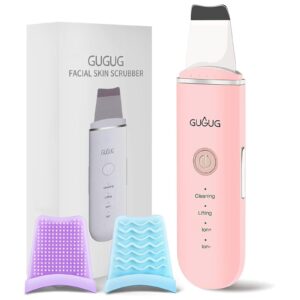 gugug skin scrubber face spatula - skin spatula blackhead remover pore cleaner with 4 modes, skin care tools-pink