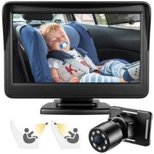 baby mirror for car, back seat baby car camera with night vision, view infant in rear facing seat with 4.3-inch hd display, observe the baby's every move at any time while driving