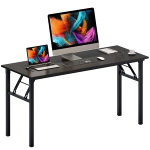 need home office desk - 60 inches large computer desk sturdy black table foldable desk gaming computer table no assembly required ac5cb 60 inch