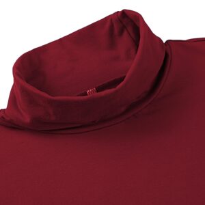 LecGee Men's Casual Slim Fit Lightweight Long Sleeve Pullover Top Thermal Turtleneck T-Shirt Wine Red