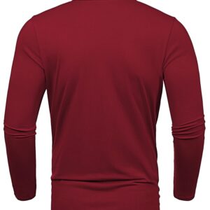 LecGee Men's Casual Slim Fit Lightweight Long Sleeve Pullover Top Thermal Turtleneck T-Shirt Wine Red