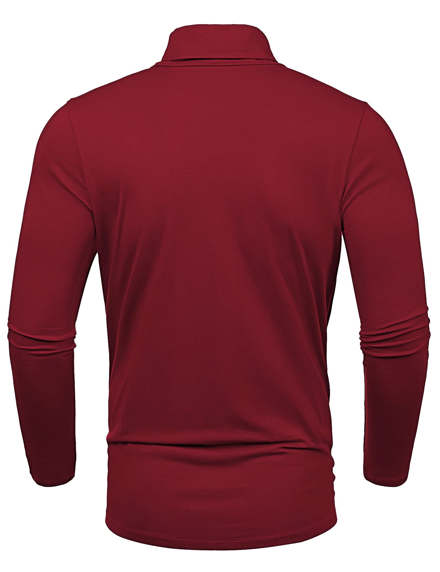 LecGee Men's Casual Slim Fit Lightweight Long Sleeve Pullover Top Thermal Turtleneck T-Shirt Wine Red