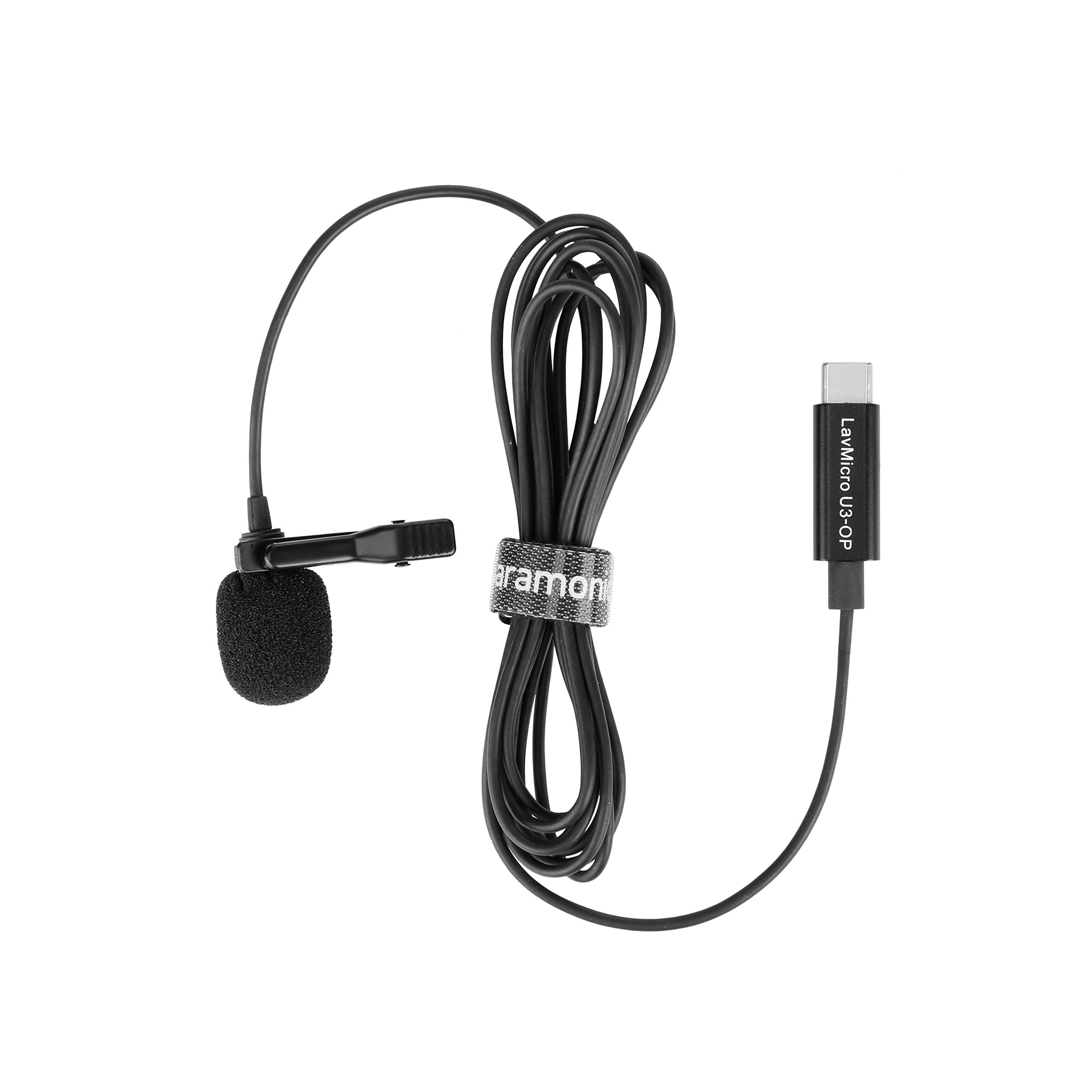 Saramonic Compact Clip-On Omnidirectional Lavalier Microphone Designed for DJI Osmo Pocket & DJI Pocket 2 with 6.6' (2m) Cable & USB-C Connector (LavMicro U3-OP), Black, LAVMICROU3-OP