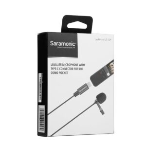 Saramonic Compact Clip-On Omnidirectional Lavalier Microphone Designed for DJI Osmo Pocket & DJI Pocket 2 with 6.6' (2m) Cable & USB-C Connector (LavMicro U3-OP), Black, LAVMICROU3-OP