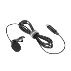 Saramonic Compact Clip-On Omnidirectional Lavalier Microphone Designed for DJI Osmo Pocket & DJI Pocket 2 with 6.6' (2m) Cable & USB-C Connector (LavMicro U3-OP), Black, LAVMICROU3-OP