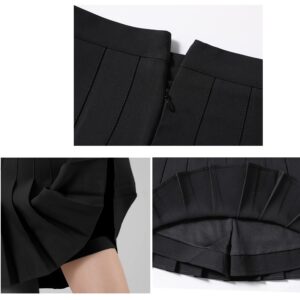 Women Girls 2023 high Waisted Pleated Skater Tennis School Skirt Uniform Skirts A-Black