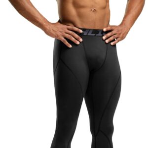 ATHLIO Men's Thermal Compression Pants, Athletic Running Tights & Sports Leggings, Wintergear Base Layer Bottoms, 3pack Thermal Pants Black/Black/Black, Large