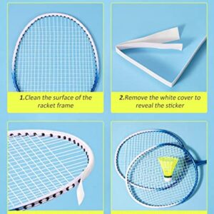 HIRALIY Badminton Rackets Set of 4 for Outdoor Backyards Games, Including 4 Rackets, 12 Nylon Shuttlecocks, 4 Replacement Grip Tapes (Blue)