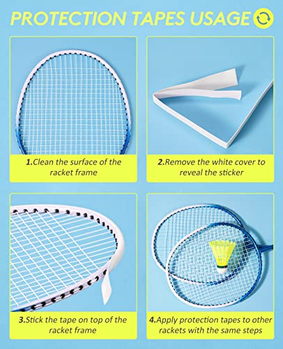 HIRALIY Badminton Rackets Set of 4 for Outdoor Backyards Games, Including 4 Rackets, 12 Nylon Shuttlecocks, 4 Replacement Grip Tapes (Blue)