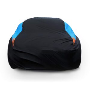 mornyray waterproof car cover all weather snowproof uv protection windproof outdoor full car cover, universal fit for sedan (fit sedan length 194-206 inch, blue)