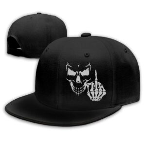 unisex adjustable skull middle finger baseball cap classic dad hat new trucker hats black