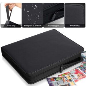 POKONBOY 900 Pockets Trading Card Binder Sleeves Baseball Card Binder Sleeves, Trading Card Holder Carrying Card Case Fit for Baseball Cards, Trading Cards, Football Cards (Black)