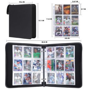 POKONBOY 900 Pockets Trading Card Binder Sleeves Baseball Card Binder Sleeves, Trading Card Holder Carrying Card Case Fit for Baseball Cards, Trading Cards, Football Cards (Black)