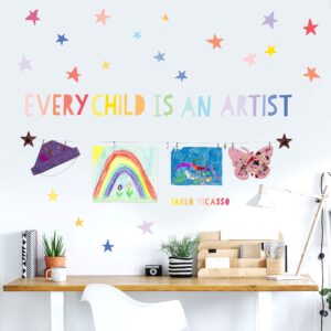 Paper Riot Co. Inspirational Wall Stickers "Every Child is an Artist" Positive Motivational Removable Adhesive Decals for Classroom Kids Room Nursery Bedroom Home Decor