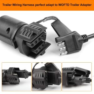 WOFTD 4-Way Trailer Wiring Harness with 5 ft Wires 4-Pin Trailer Wiring Jacketed Cable 4 Flat Trailer Wire Extension Connector - 5 ft