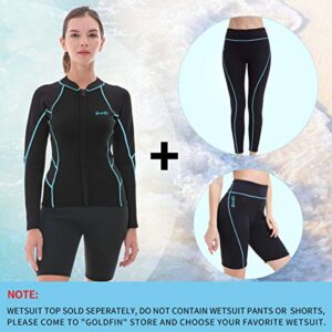 GoldFin Womens Wetsuit Top, 2mm Neoprene Wetsuit Jacket Ladies Long Sleeve for Water Aerobics Diving Surfing Kayaking (Update Black/Stripes, M)