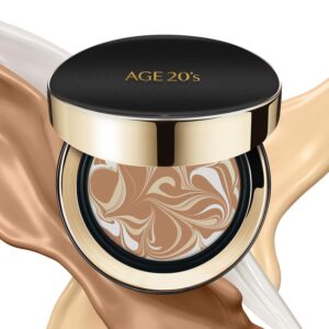 age 20’s signature long stay sunscreen foundation, spf 50+ natural cover long lasting essence cushion makeup bb & cc cream pact, refill included, 21 light beige (0.49oz x 2ea)…