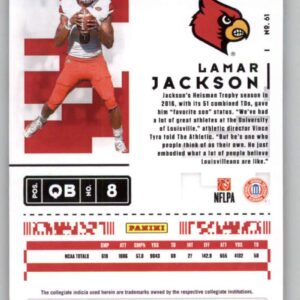 2020 Panini Contenders Draft Season Ticket #61 Lamar Jackson Louisville Cardinals Football Trading Card