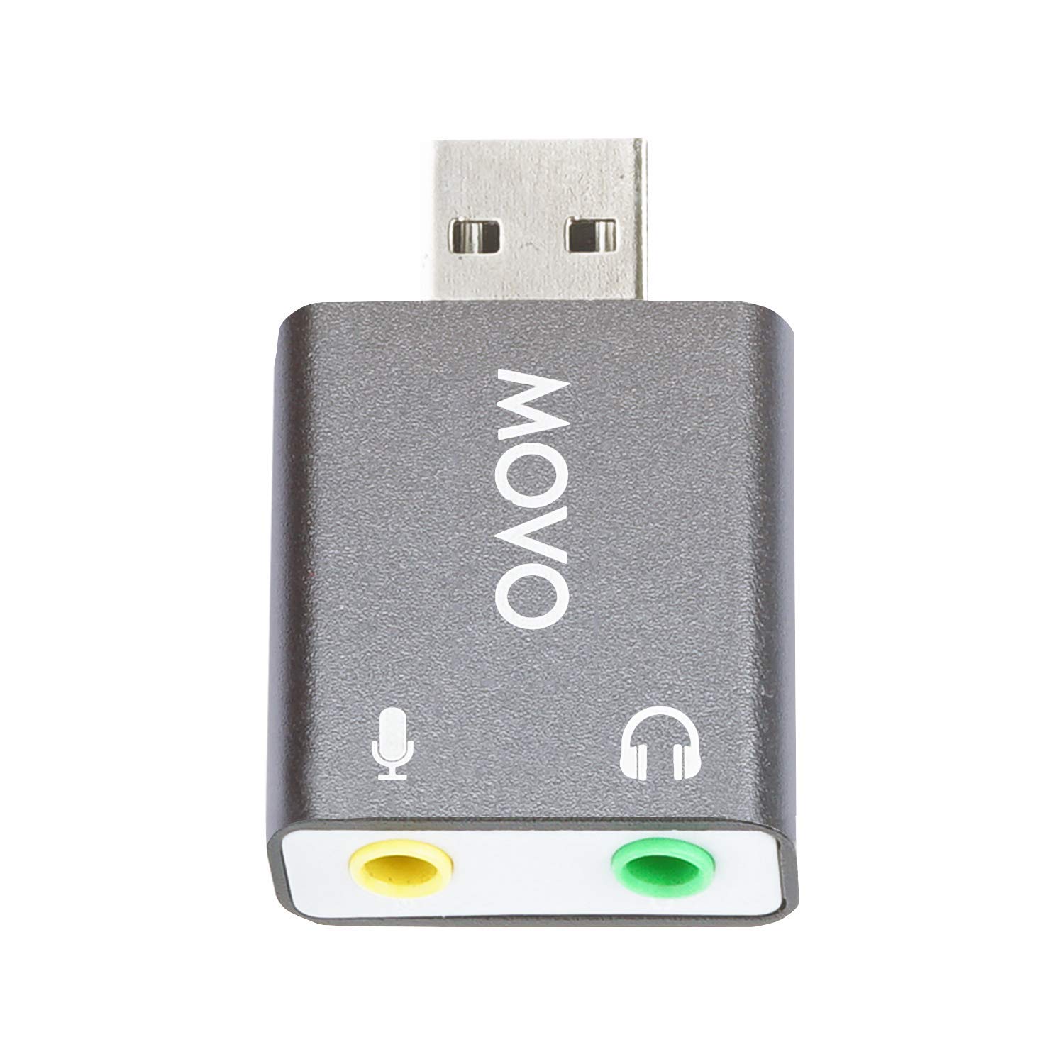 Movo USB-AC1 3.5mm TRRS Microphone to USB 2.0 Stereo Digital Audio Converter - USB Sound Card Adapter for Computer or Laptop - Convert USB Input to 3.5mm TRRS Headphone or Mic Jack