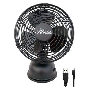 hunter personal retro usb fan, 5" inch, matte black