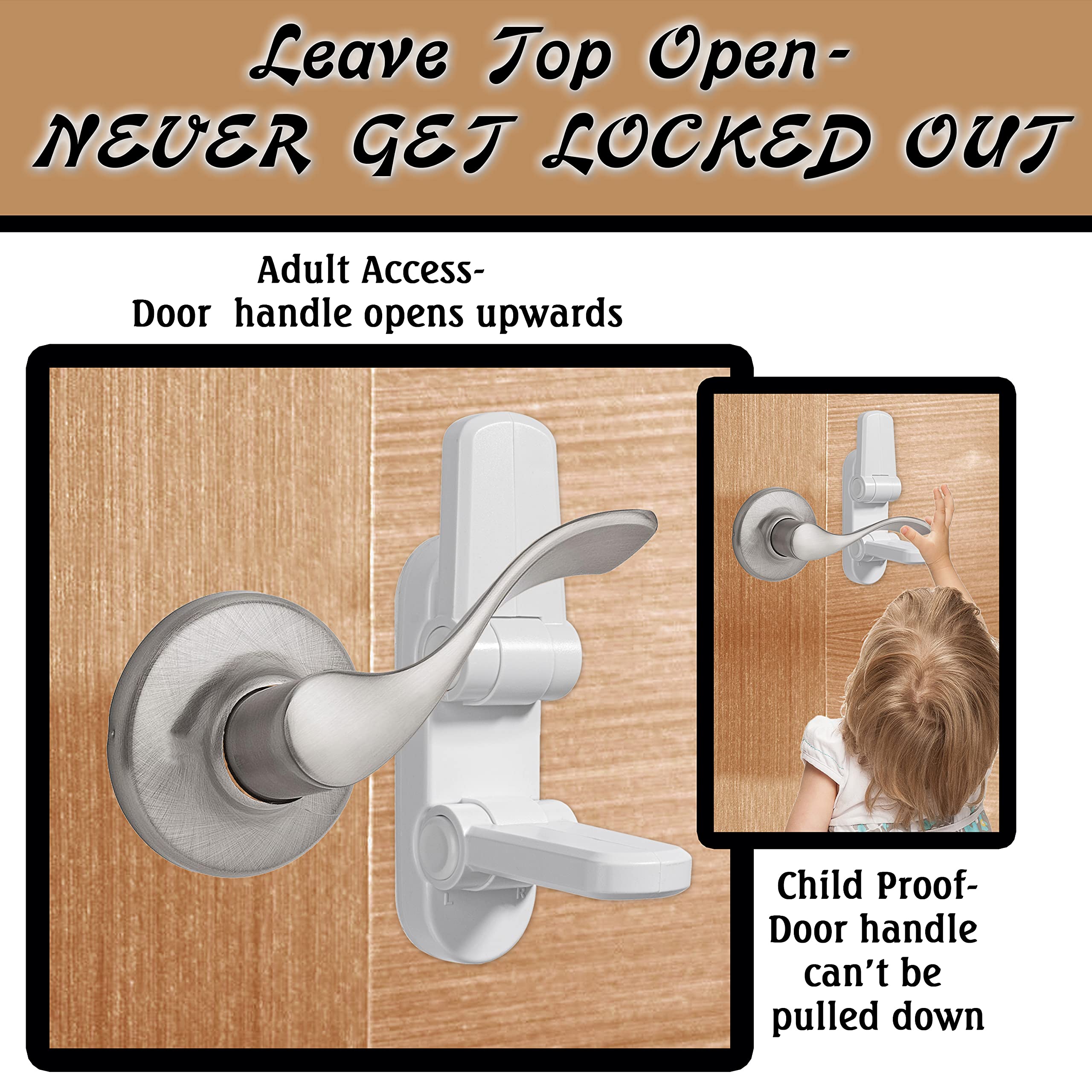 3 Pack - Door Lever Baby Safety Lock - Baby Proofing - Prevent Little Kids from Opening Doors with A Child Proof Door Handle Lock - 3M Adhesive - Driddle