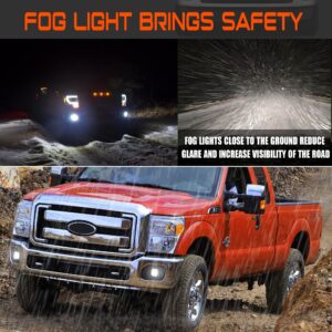 LED Fog Lights with Daytime Running Lights for Ford 2011 2012 2013 2014 2015 2016 F250 F350 F450 F550 Fog Light Assembly OEM Bumper Driving Fog Lamp Upgrade for Ford F250 11-16