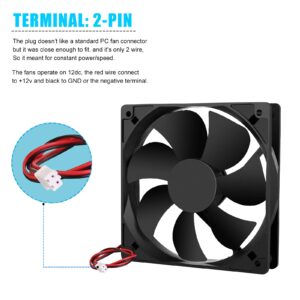 KEYFANCLUB 2-Pack 120mm Fan DC 12V Computer Fan 120mm x120mm x 25mm 2-Pin High Performance Cooling Fan