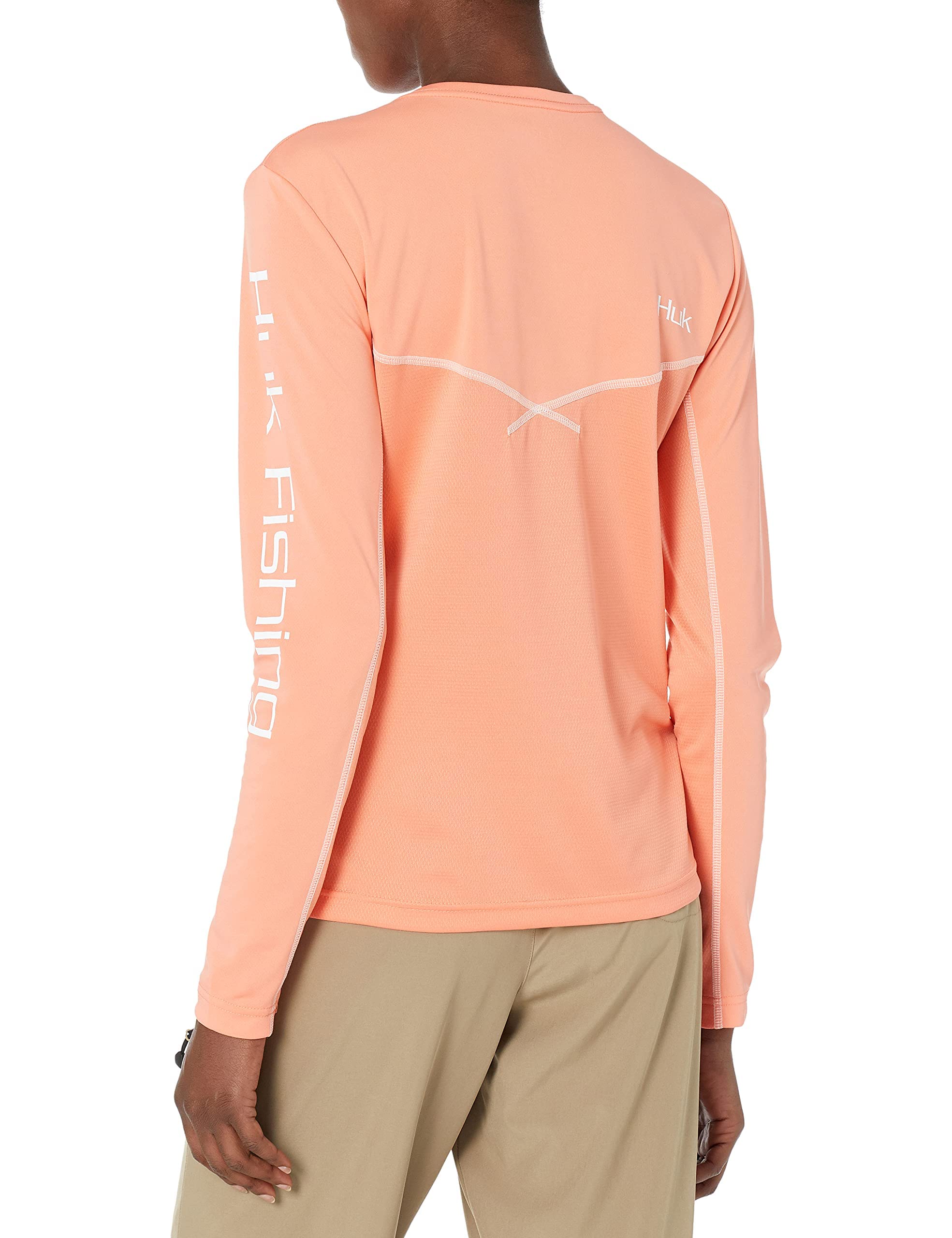 HUK Women's Icon X Long Sleeve Fishing Shirt with Sun Protection, Fusion Coral, X-Large