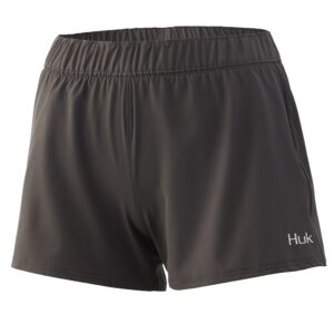 huk women's ashley ladies performance quick-drying short, charcoal grey, medium