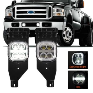 led fog light with daytime running lights - fog light assembly for ford f250 f350 f450 f550 super duty 2005 2006 2007 driving fog lamps plug & play 2pcs