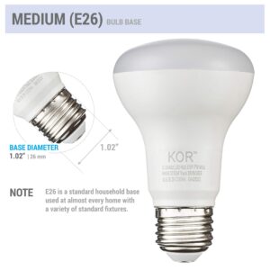 KOR (6 Pack) 7W LED R20 Reflector 5000K Bright White Light Bulb (50W Equivalent), Dimmable, 525 Lumens, Standard E26 Base, BR20 LED Flood Light Bulbs.